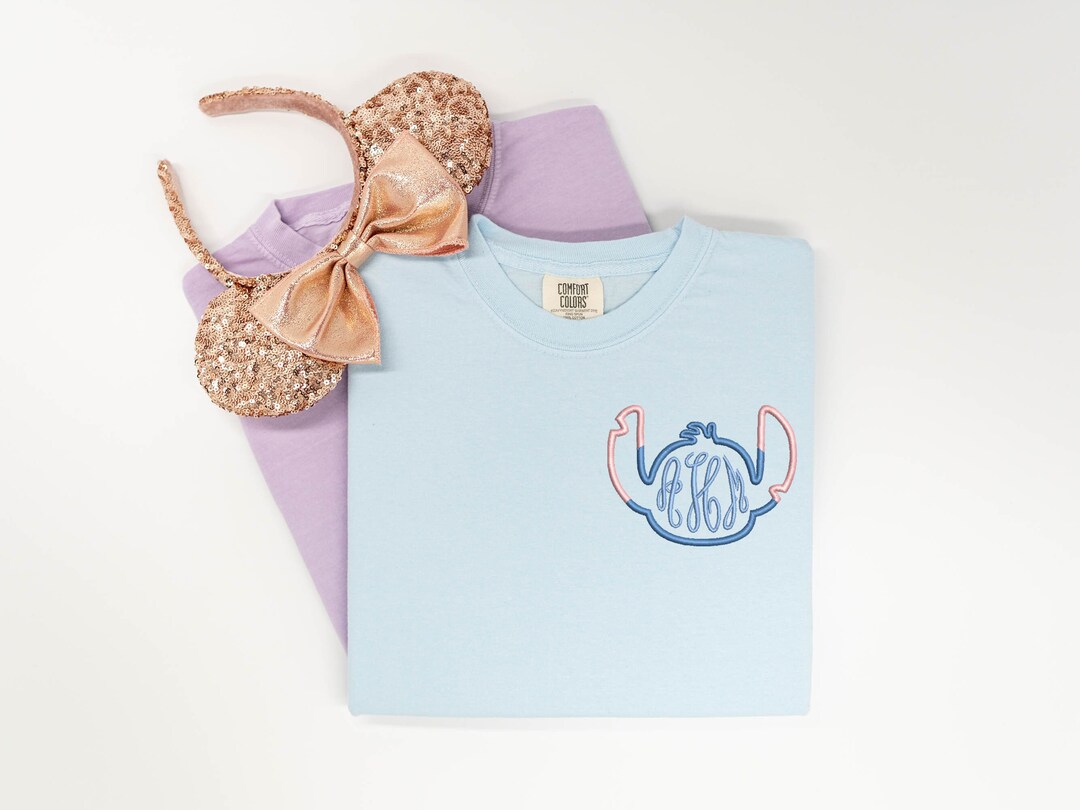 Disney Stitch Monogram Embroidered Tshirt, Stitch Embroidered Shirt ...