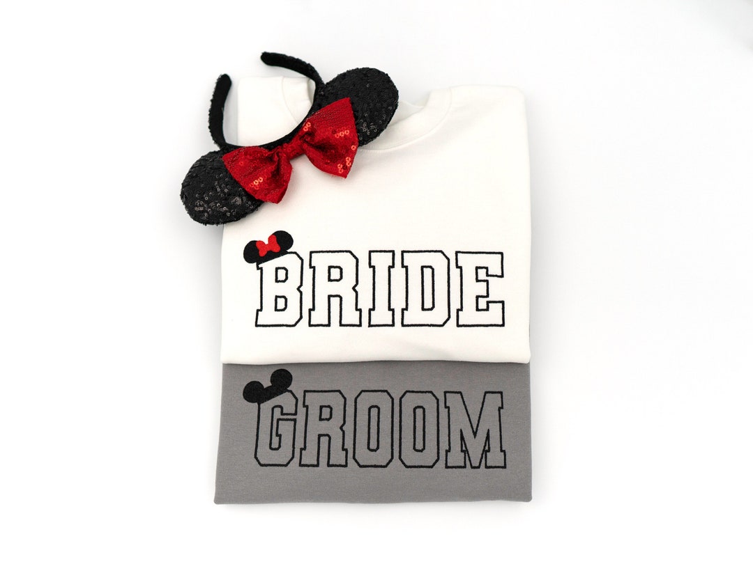 Disney Bride and Groom Matching Embroidered Crewneck, Disney Bride ...