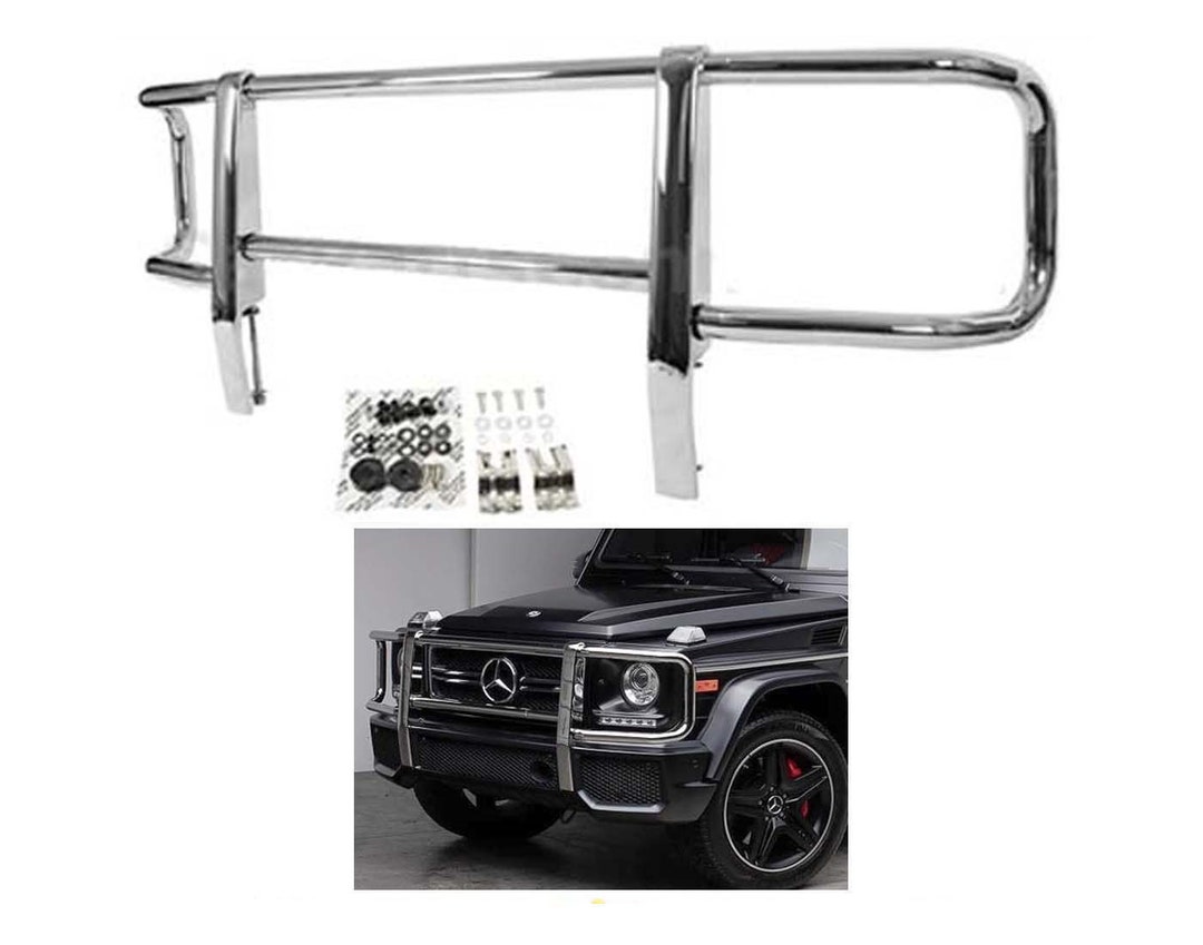 G63 Front Chrome Grille Guard Brushed Pushed Bar W463 G500 G550 G550 ...
