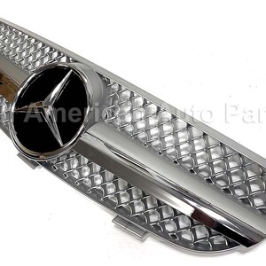 2003 2004 2005 2006 2007 2008 2009 CLK AMG Style Grille Silver-chrome ...