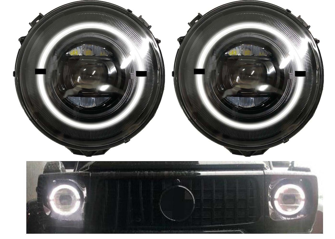 G-wagon New Style G55 G500 G550 G63 LED Black Headlights. Pair W463 ...