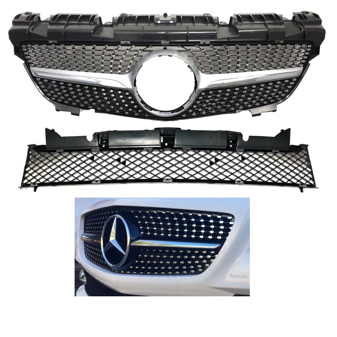 R172 SLK Silver Diamond Grille With Lower Grille 2012 2013 - Etsy