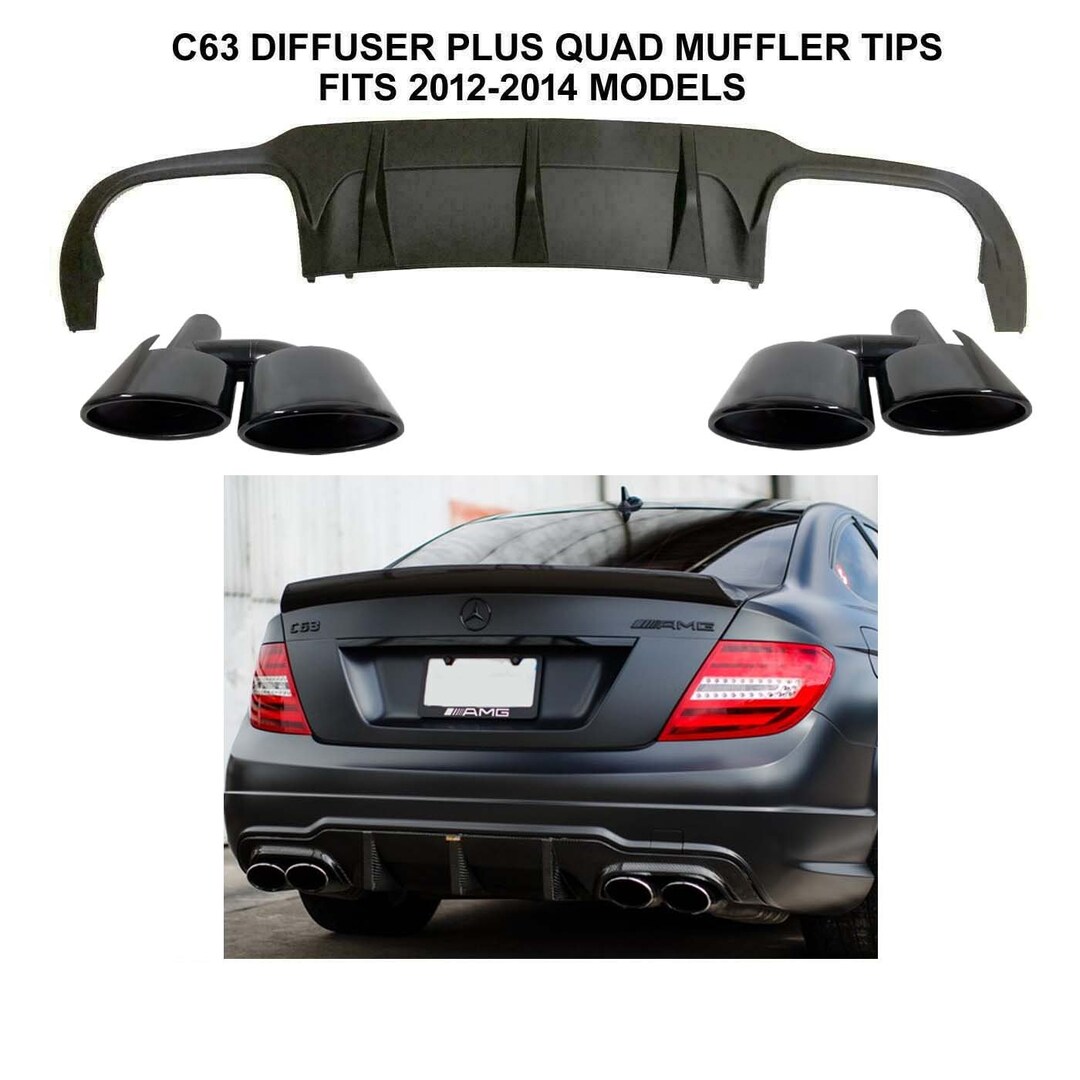 C63 Diffuser Muffler Quad Dual Black Tips Exhaust C350 C250 C300 C63 ...