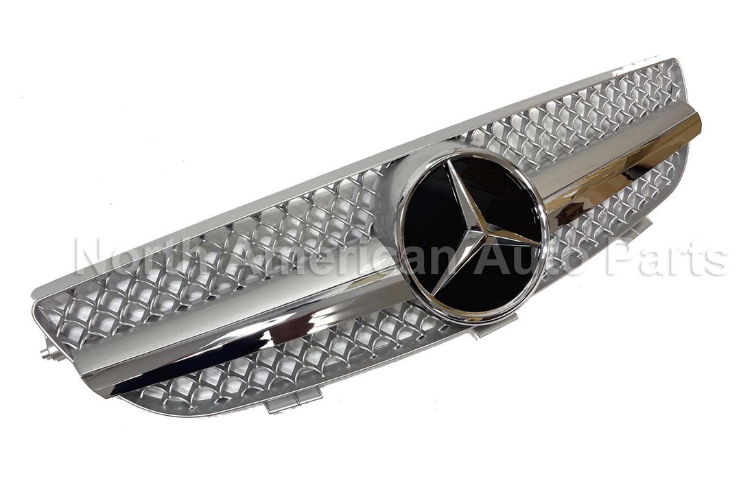 2003 2004 2005 2006 2007 2008 2009 CLK AMG Style Grille Silver-chrome ...