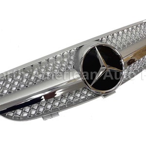 2003 2004 2005 2006 2007 2008 2009 CLK AMG Style Grille Silver-chrome ...