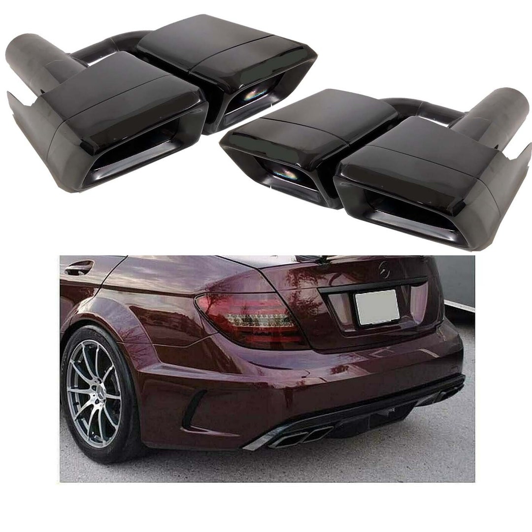 C63 Black Muffler Quad Dual Tips Exhaust C350 C250 C300 C63 2008 2009 ...