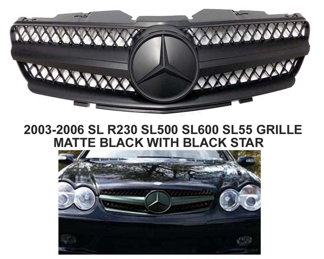 2003 2004 2005 2006 AMG Style Grille Matte Black With OEM Black Star ...