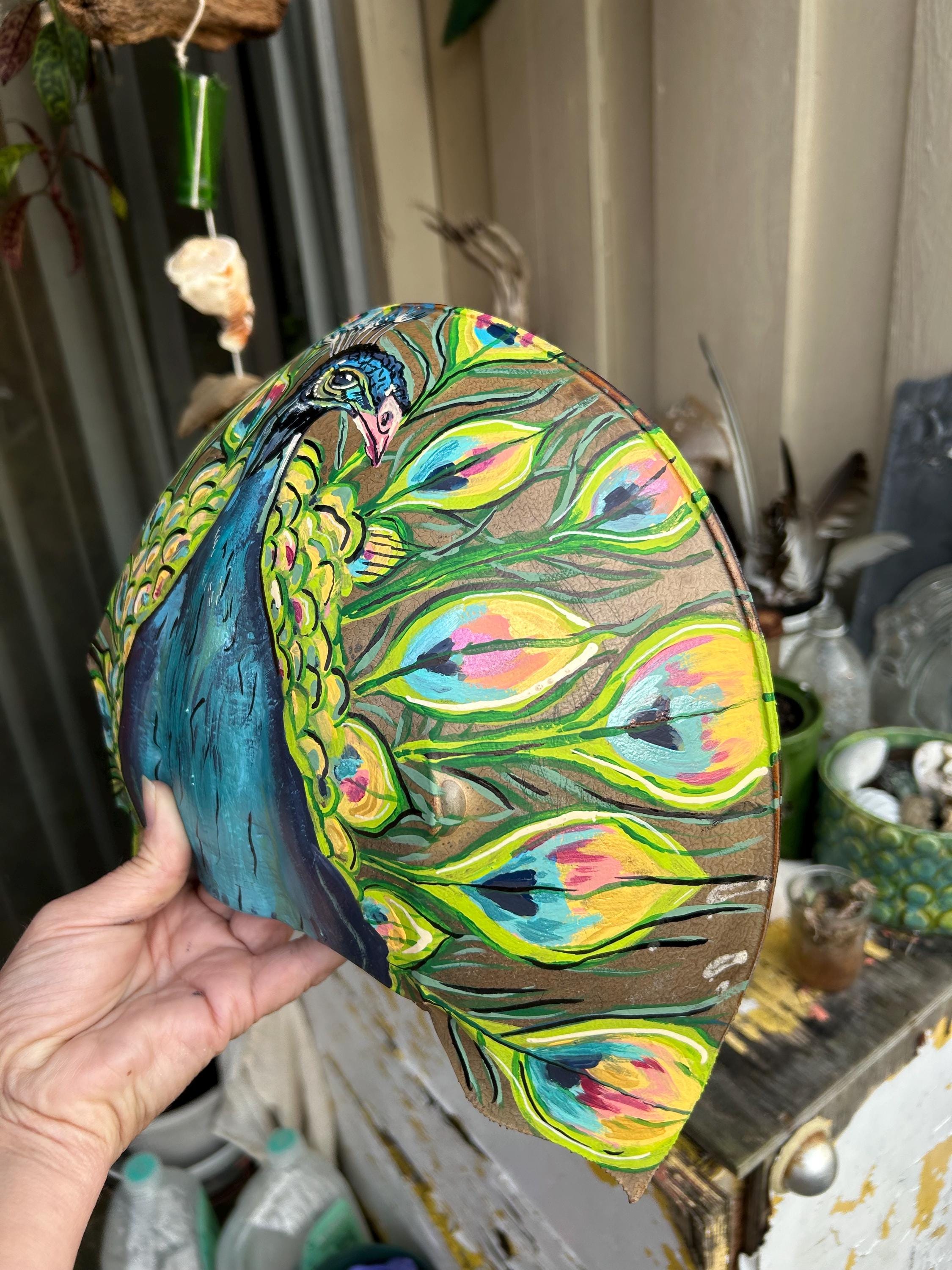 Peacock on Horseshoe Crab Shell - Etsy