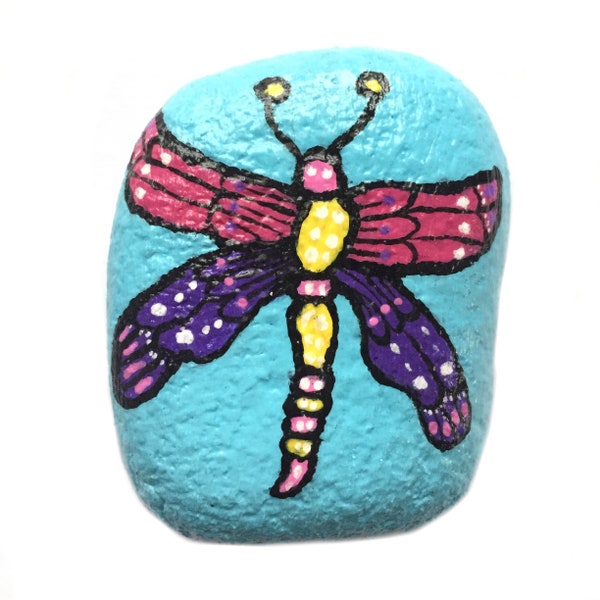 Dragonfly Painted Rock - Etsy