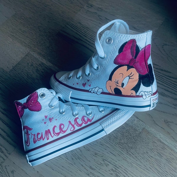 Minnie Mouse Converse - Etsy
