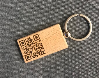 Wood Qr Code Keychain - Etsy