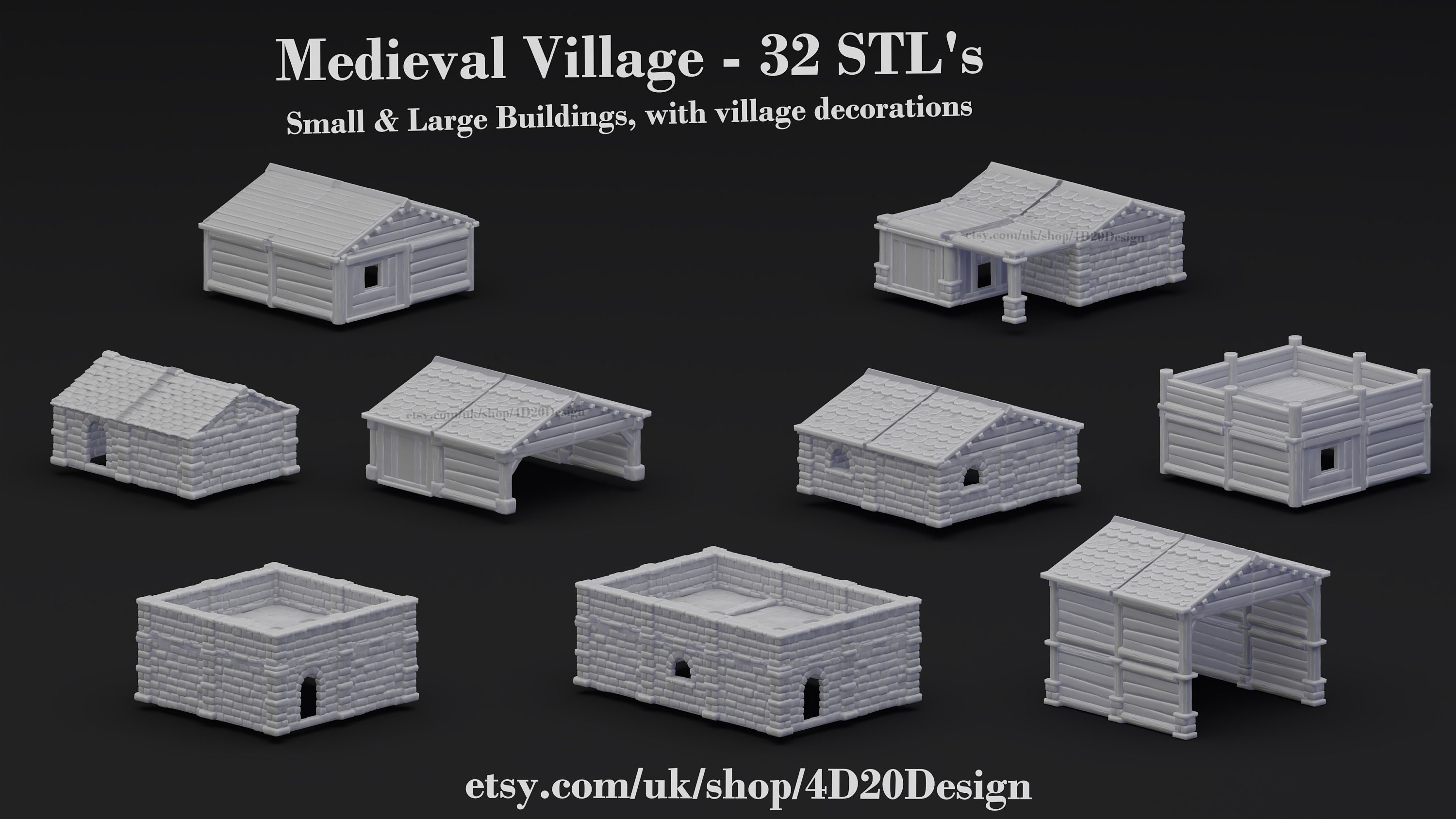 The Medieval Village | 32 Medieval Village Buildings and Accessory STL ...