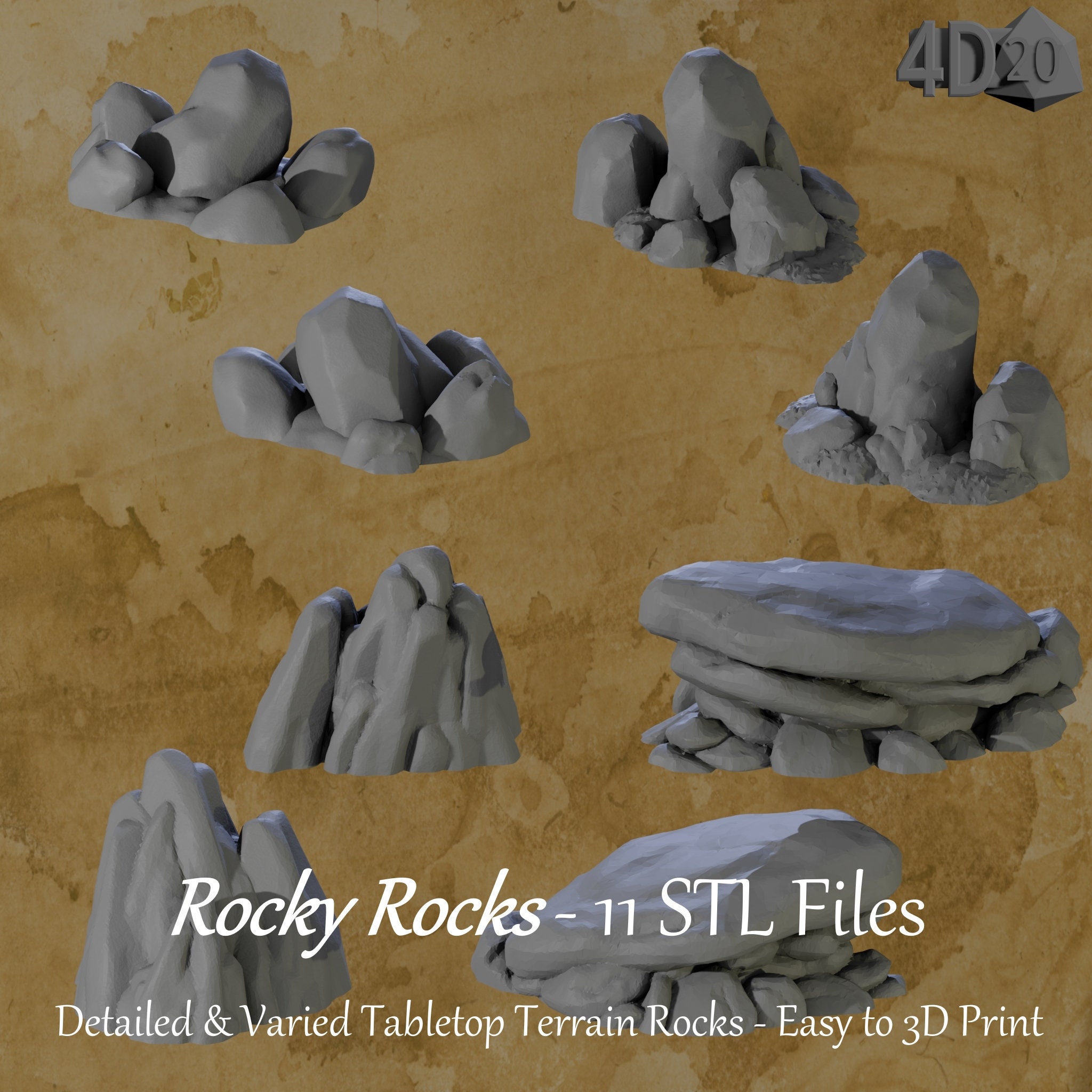 Rocky Rocks 11 Easy Print Rocks 3D Printable Famtasy - Etsy UK