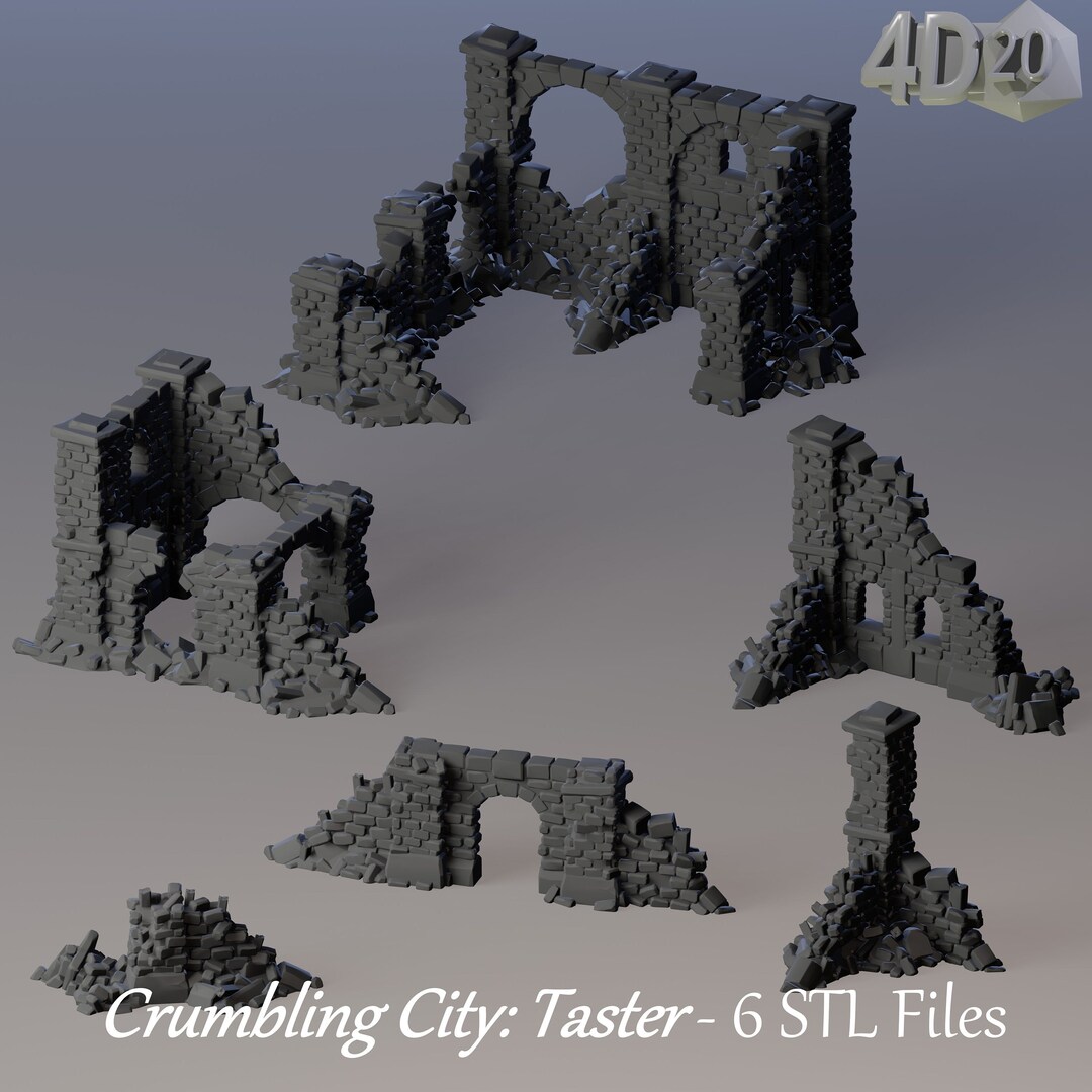 Crumbling City: Taster 6 Pieces City Ruins Wargame & Tabletop Terrain ...