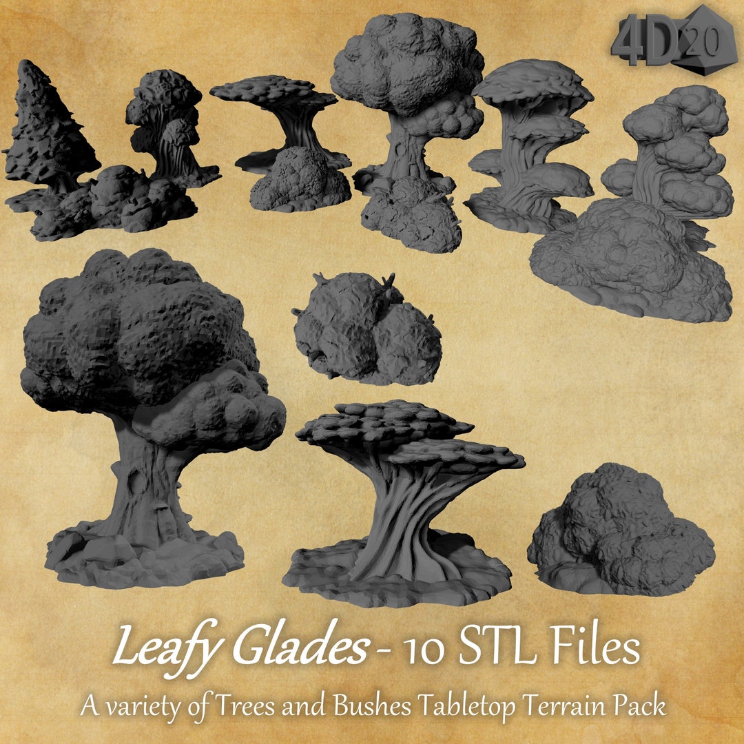 Leafy Glades | 10 Trees and Bushes | Fantasy Forest 3D Printable ...