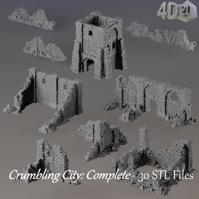 The Crumbling City | 30 Ruined City Pieces | Complete Terrain Pack ...