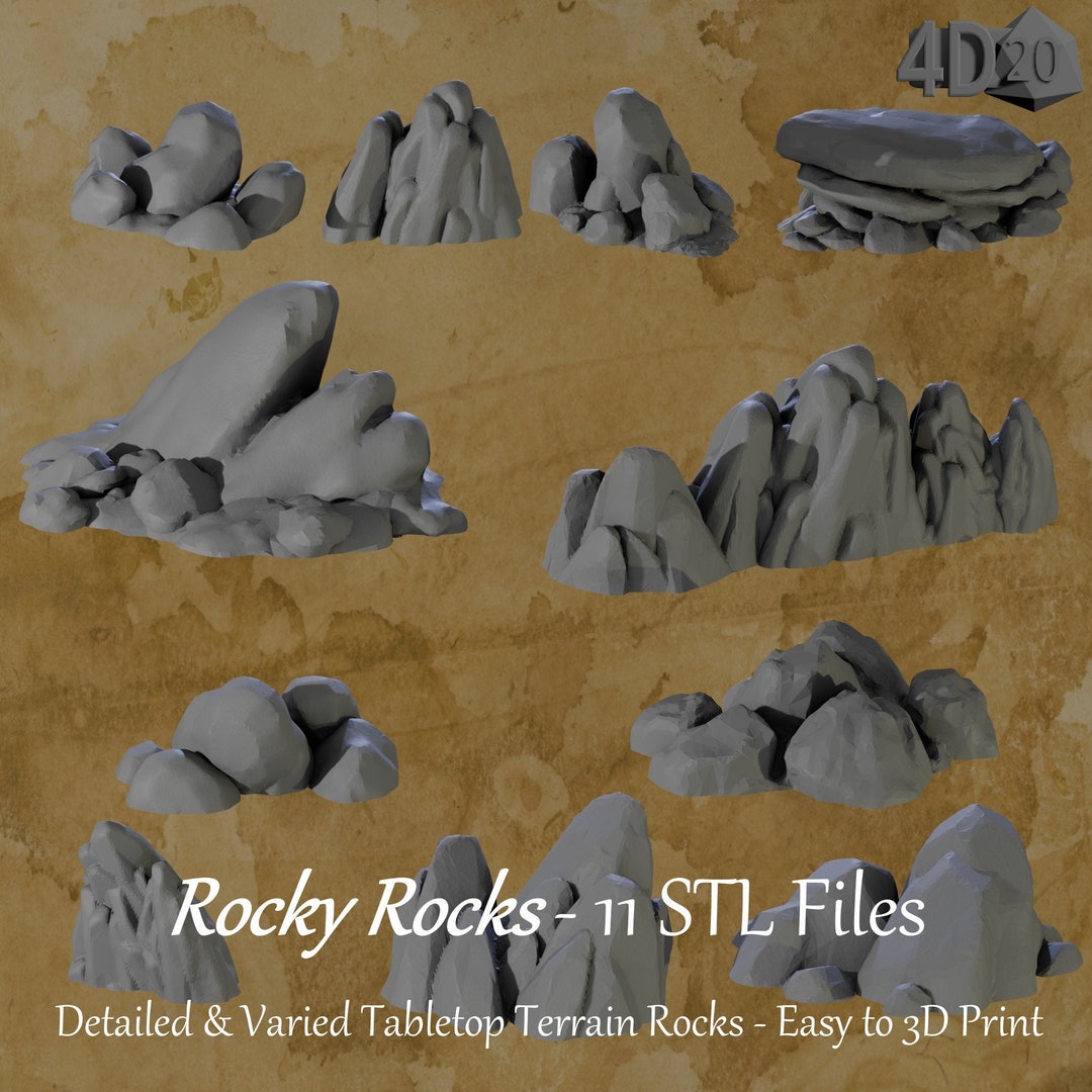 Rocky Rocks 11 Easy Print Rocks 3D Printable Famtasy Terrain Pack for ...