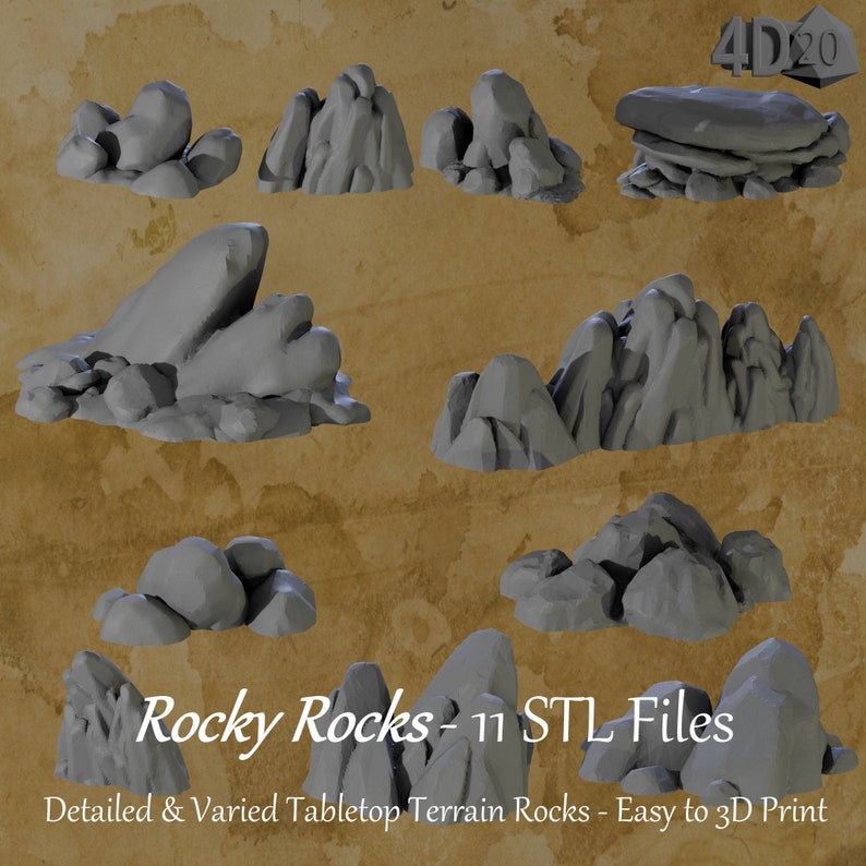 Rocky Rocks 11 Easy Print Rocks 3D Printable Famtasy Terrain Pack for ...