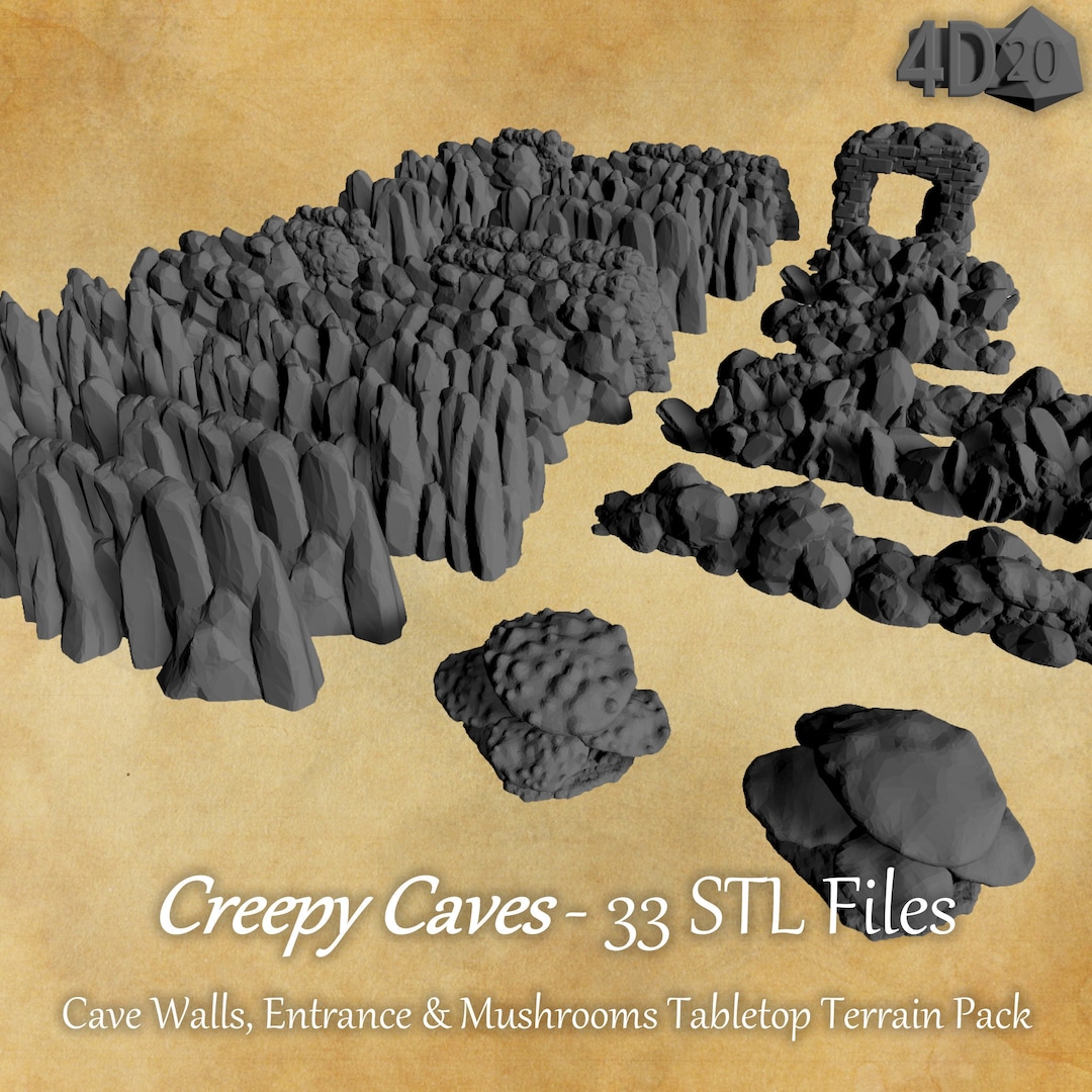 Creepy Caves 33 Cave Walls, Rocks, Tunnels and Accesories 3D Printable ...