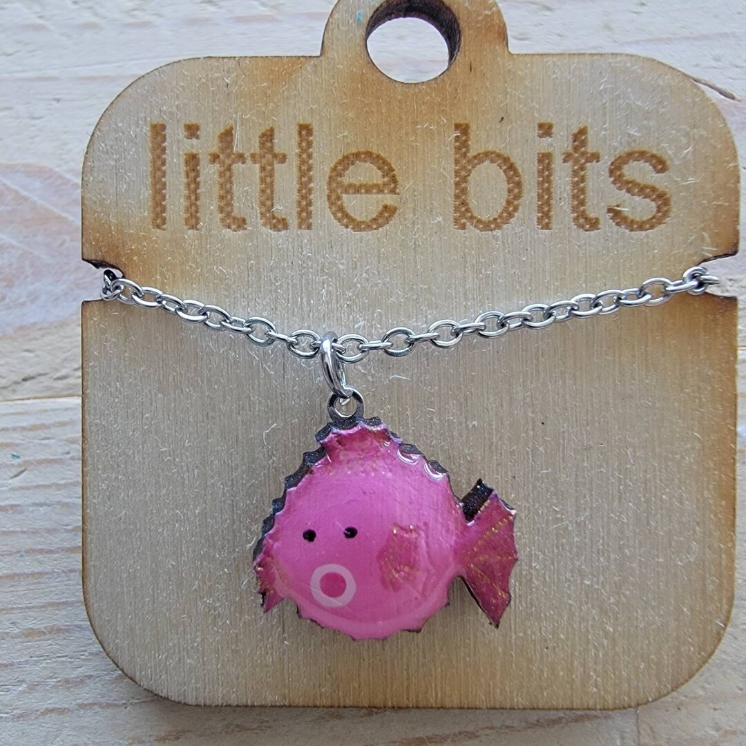 Small Pink Puffer Fish Hand Painted Necklace - Etsy