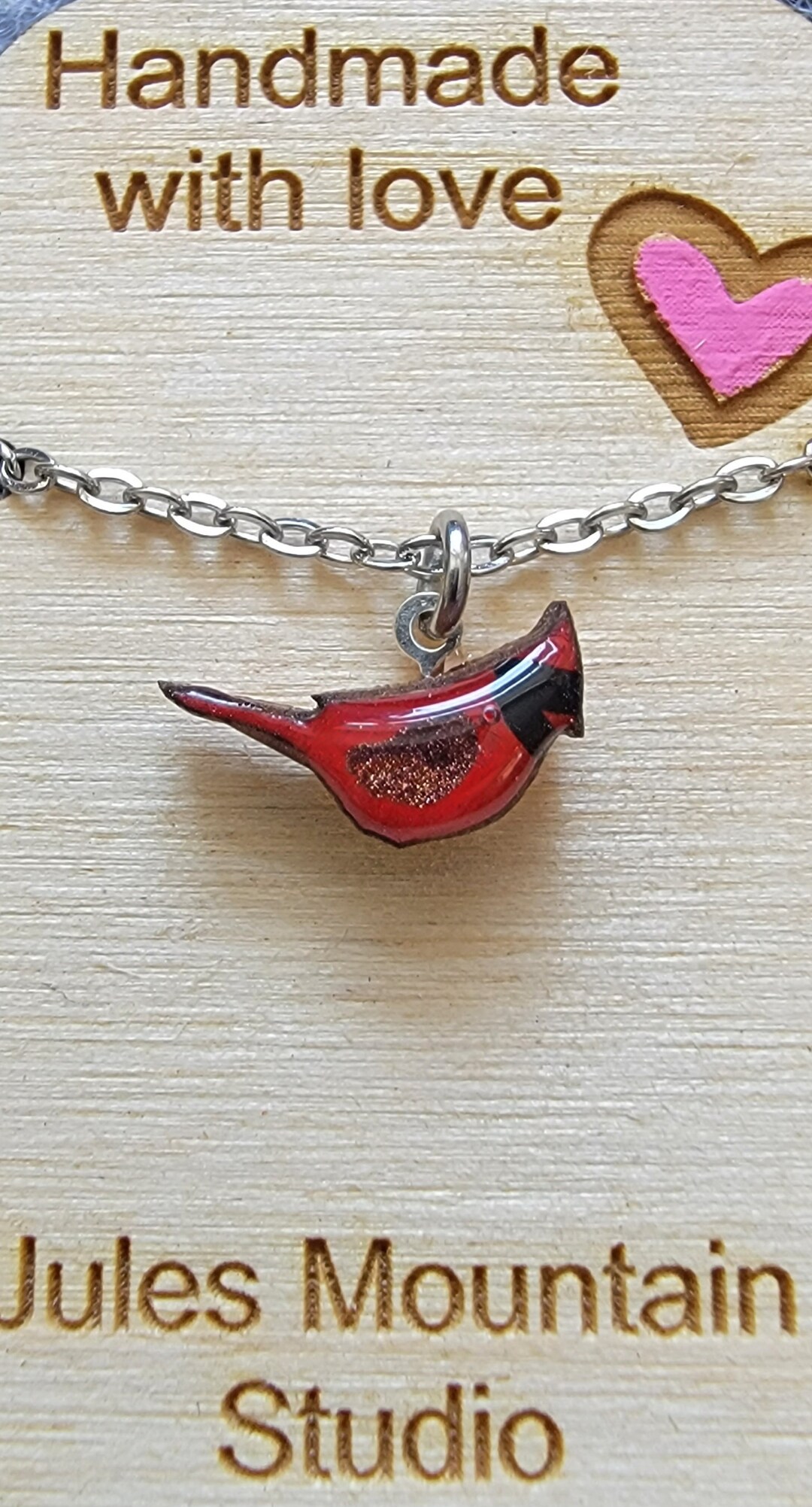Small Red Cardinal Hand Painted Necklace - Etsy