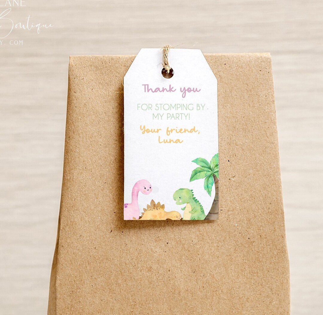 DINO Cute Dino Favor Tag Printables, Three Rex Birthday Girl Gift Bag ...