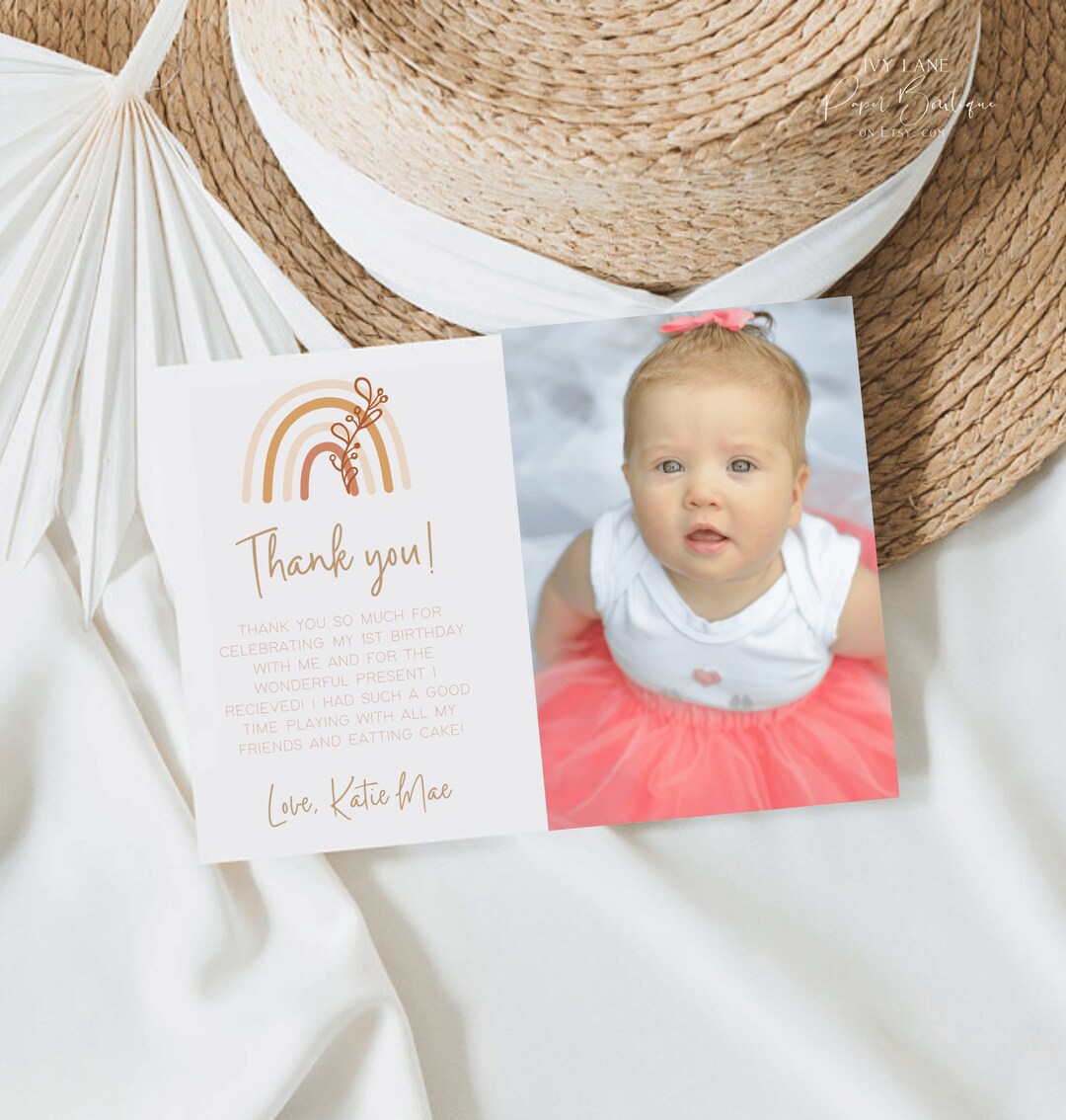 Rainbow Thank You Card Template, Printable Thank You Card, Thank You ...