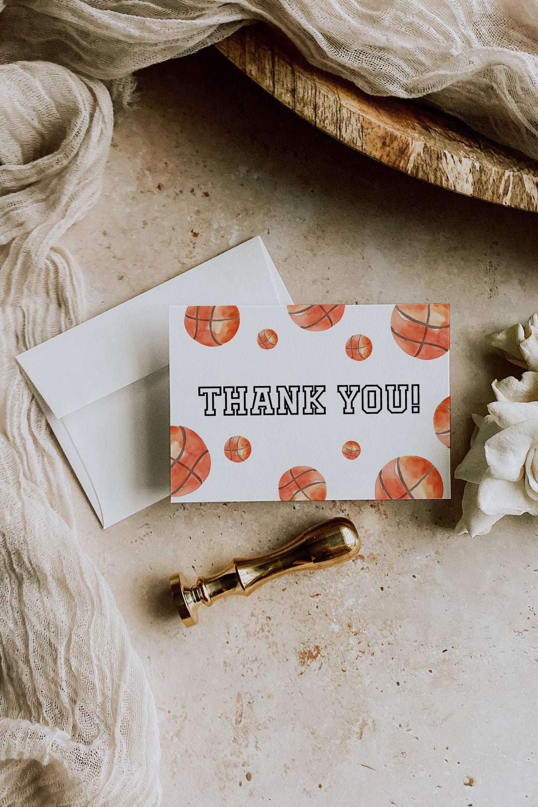Basketball Thank You Card Printable Editable Template Sports Basketball ...