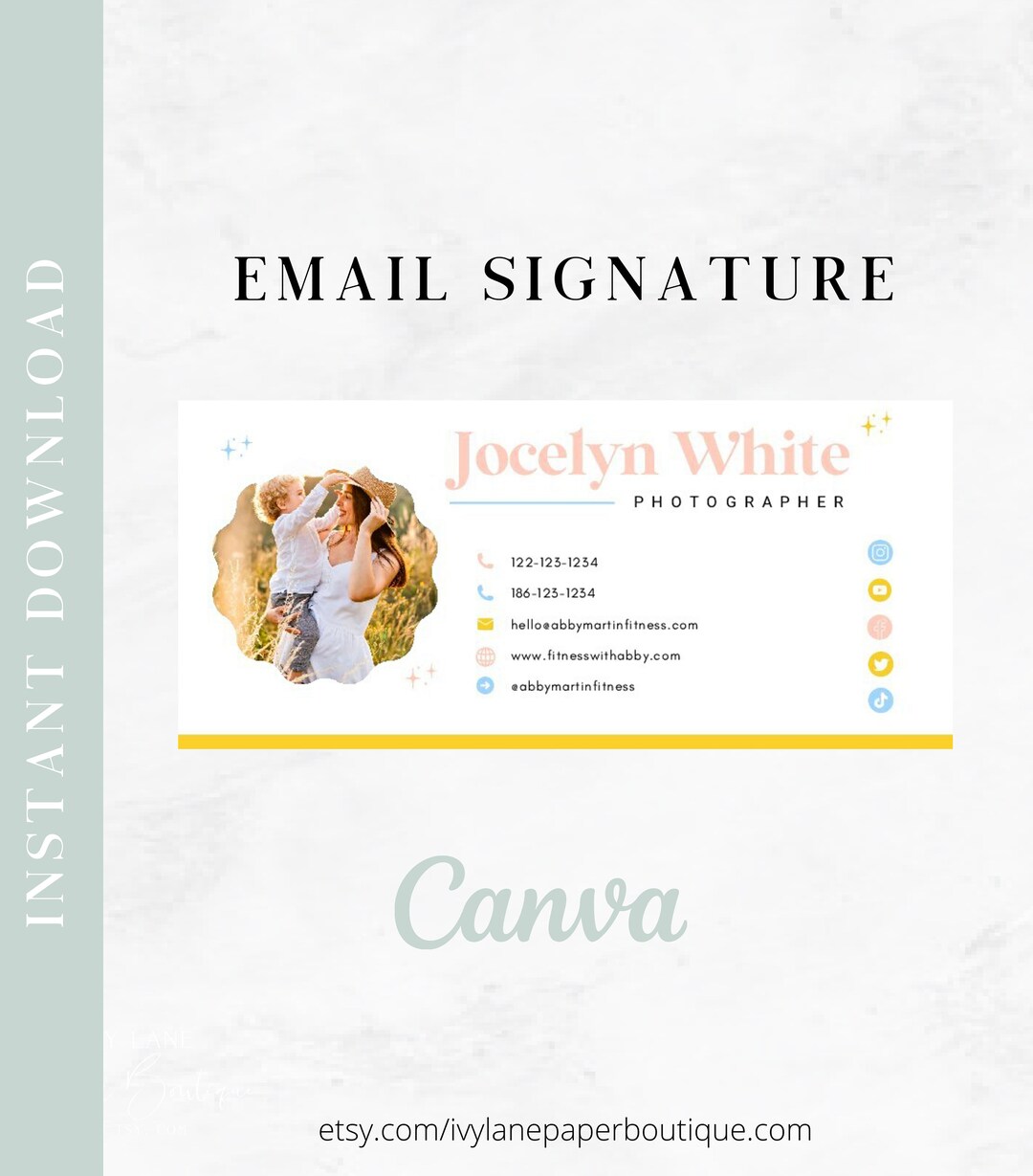 Bright Boho Email Signature Template Logo, Best Seller Photo Marketing ...