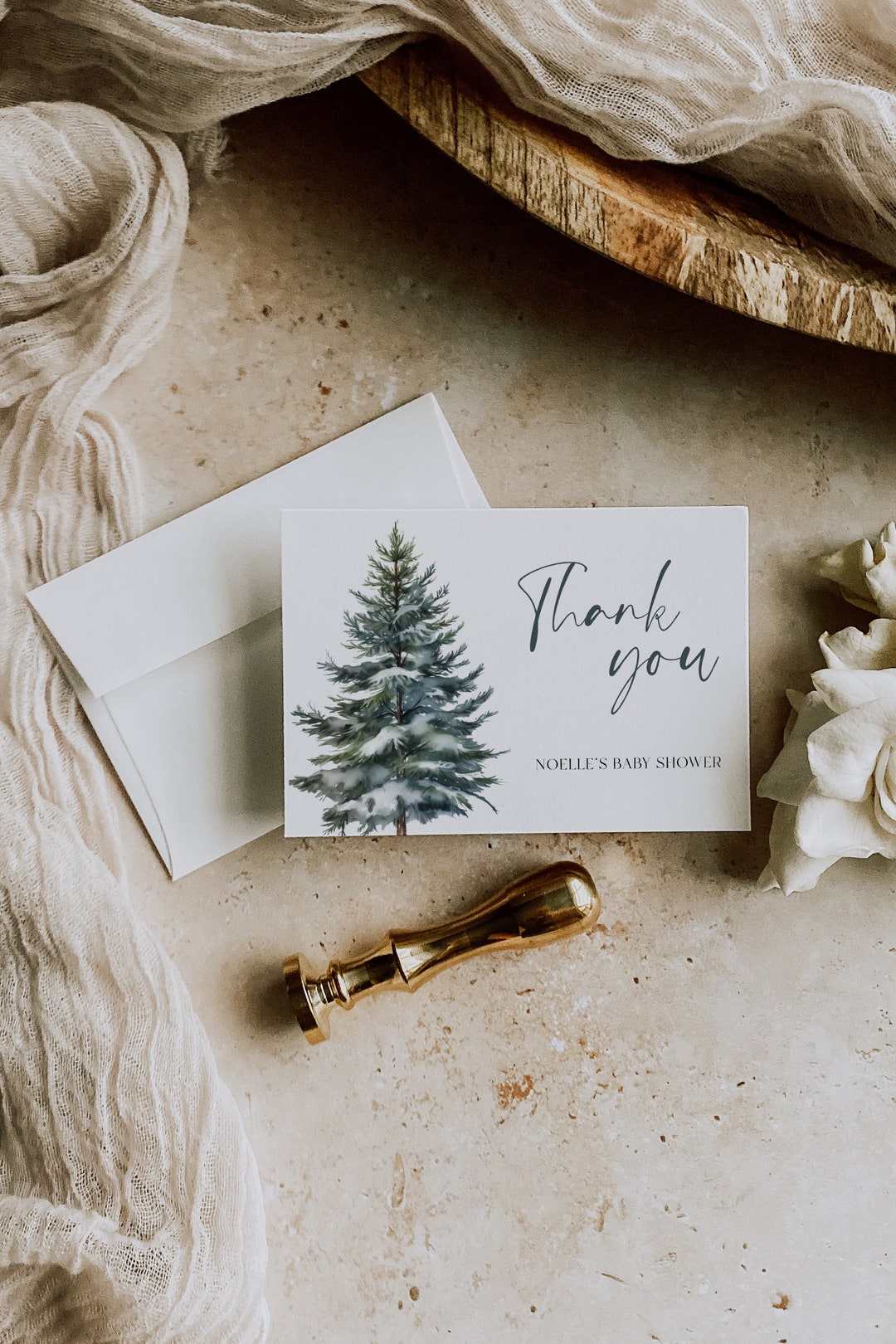 Winter Thank You Card Template, Winter Baby Shower, Baby It's Cold ...