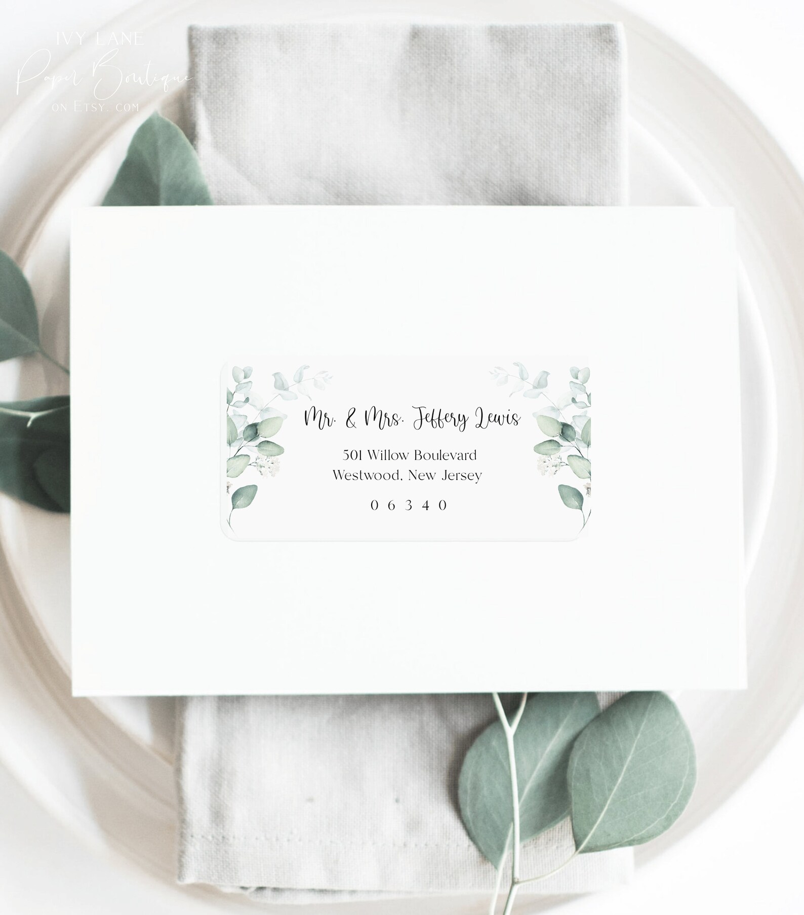 OAKLEY Eucalyptus Address Label, Greenery Wedding Envelope Sticker ...