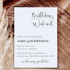 WILLOW | Birthday Invitation Template, Modern Minimalist Birthday ...