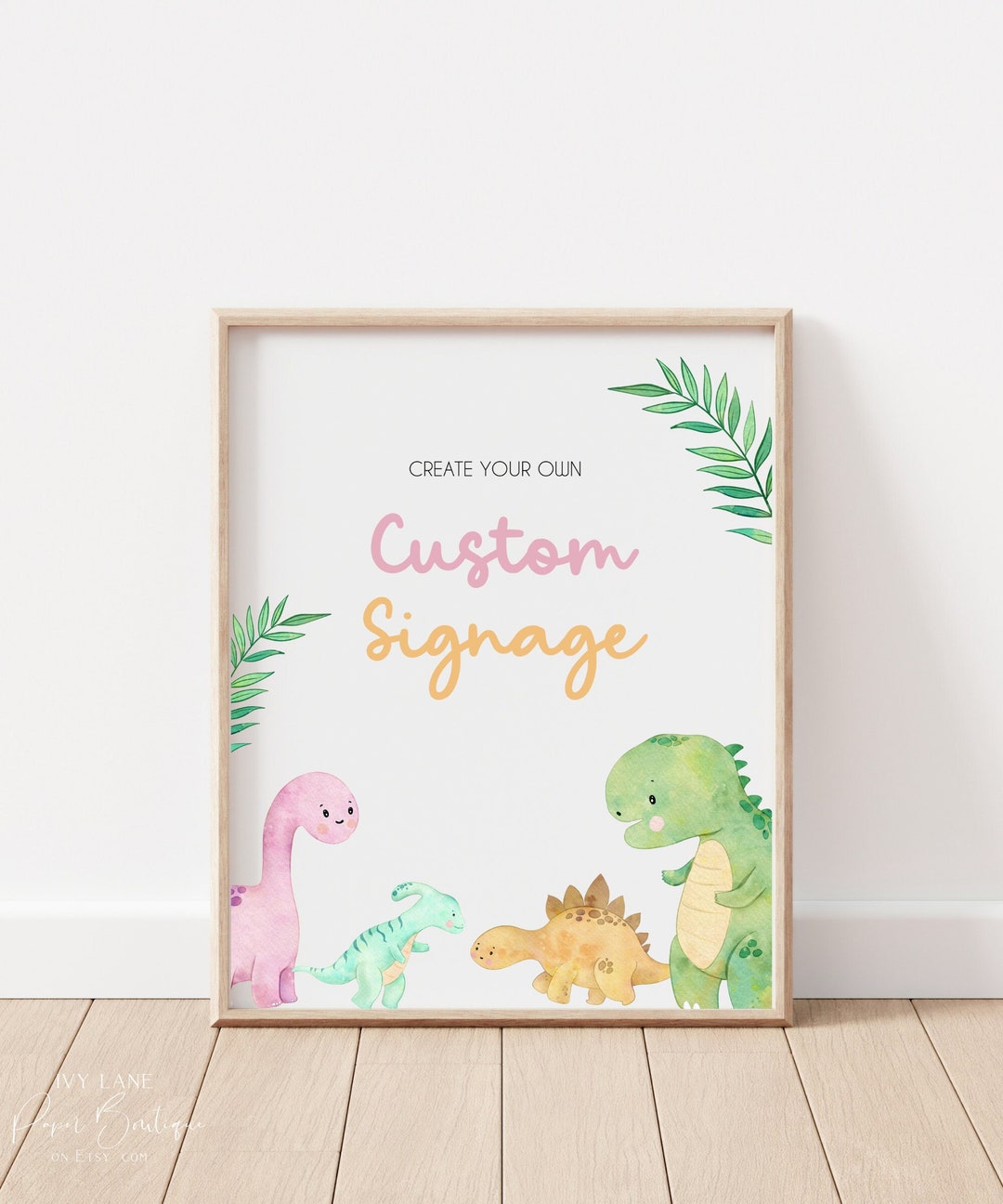 DINO | Quirky Dino 8x10 Custom Sign Printable, Colorful Dino Party ...