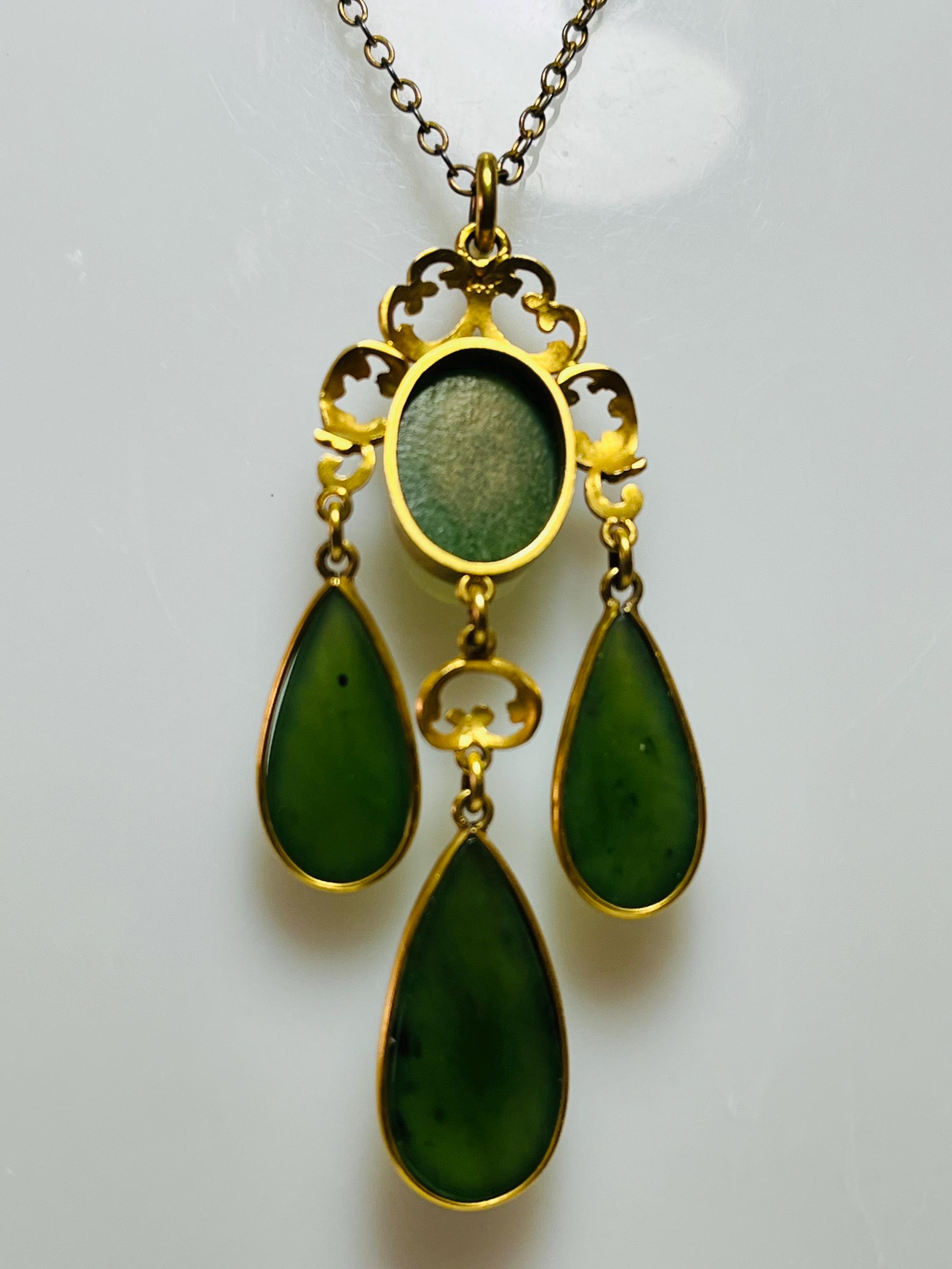 Heirloom, Chinese 14k , Jade, Chandelier Pendant Necklace - Etsy