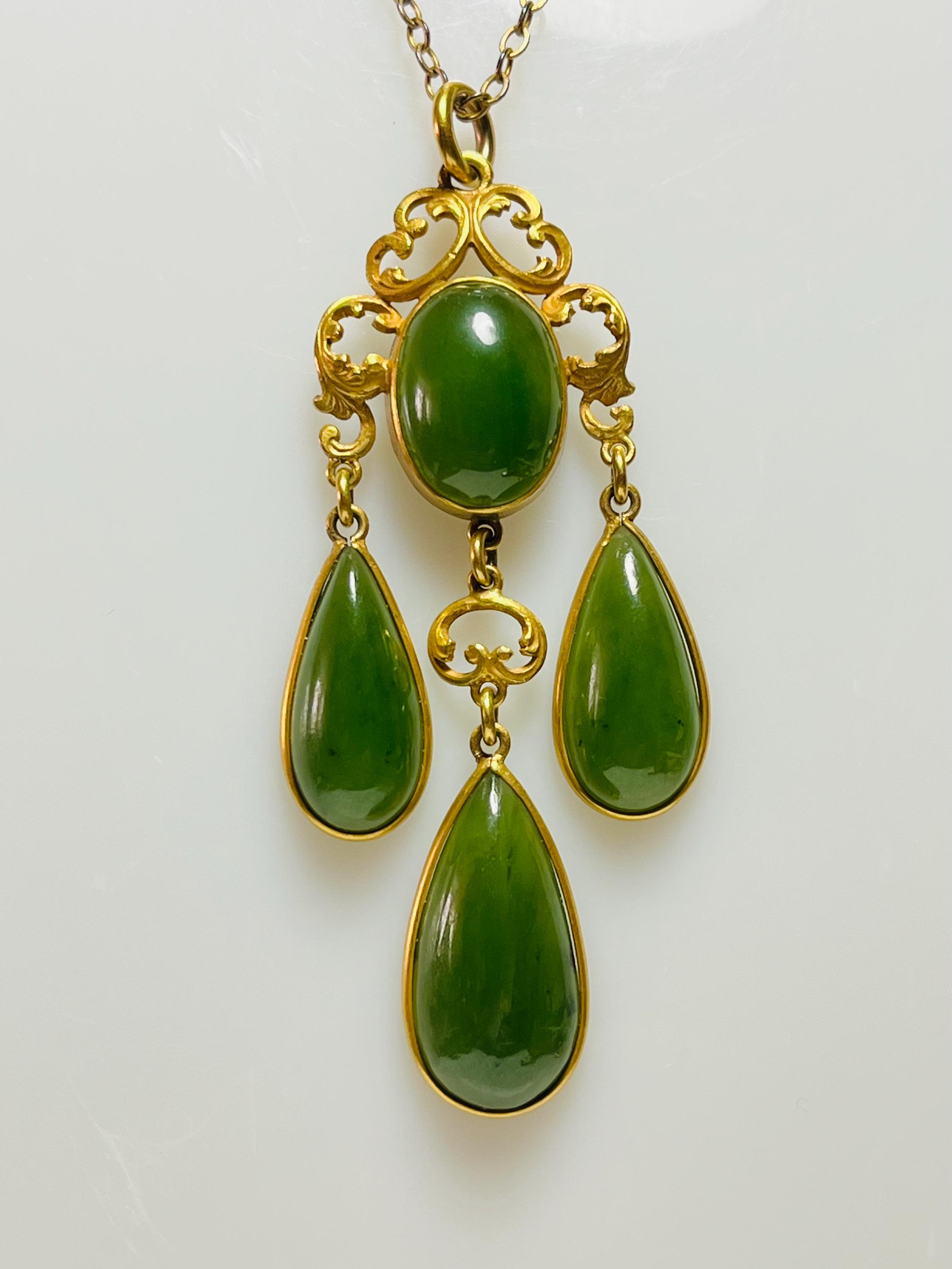 Heirloom, Chinese 14k , Jade, Chandelier Pendant Necklace - Etsy