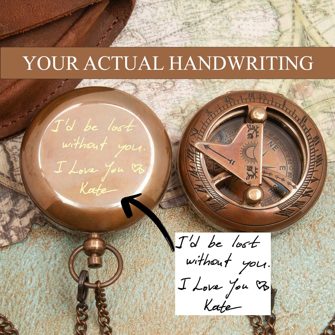 Personalized Compass, Custom Engraved Compass,your Actual Handwriting ...