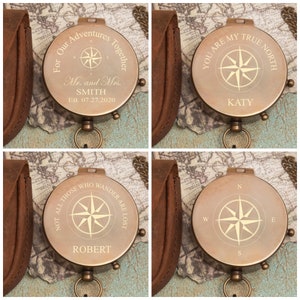 Personalized Brass Compass Anniversary Gift for Boyfriend, Wedding ...