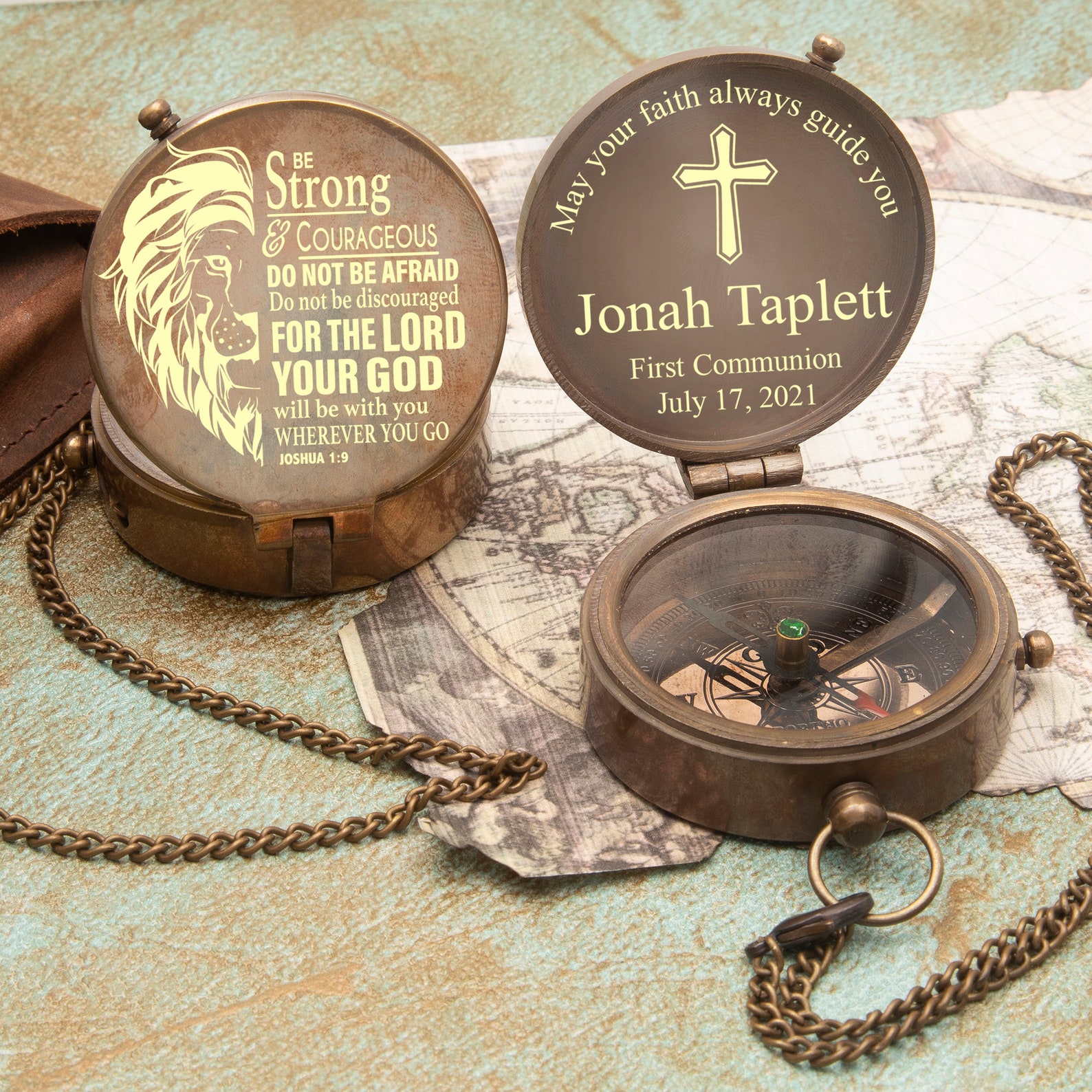 Baptism Compass Brass Compass First Communion Gift - Etsy