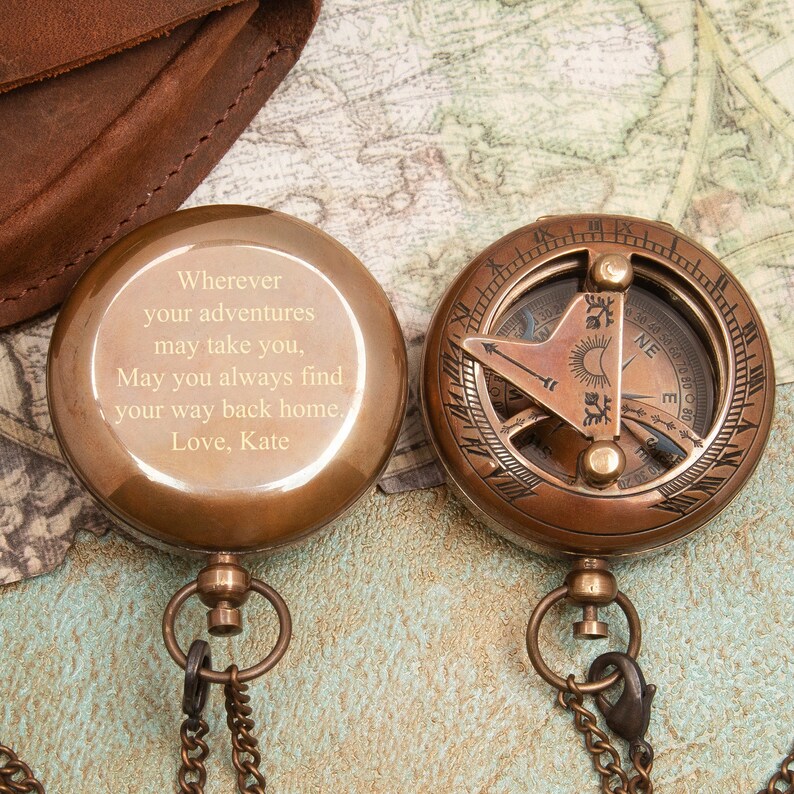 Personalized Sundial Compass Custom Engraved Gift Wedding - Etsy