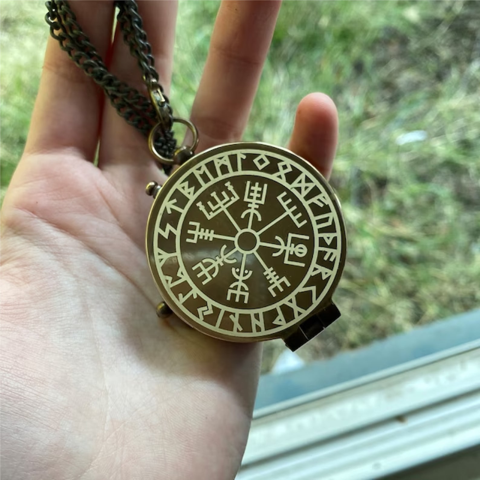 Nordic Compass Viking Vegvisir Engraved Compass Norse - Etsy