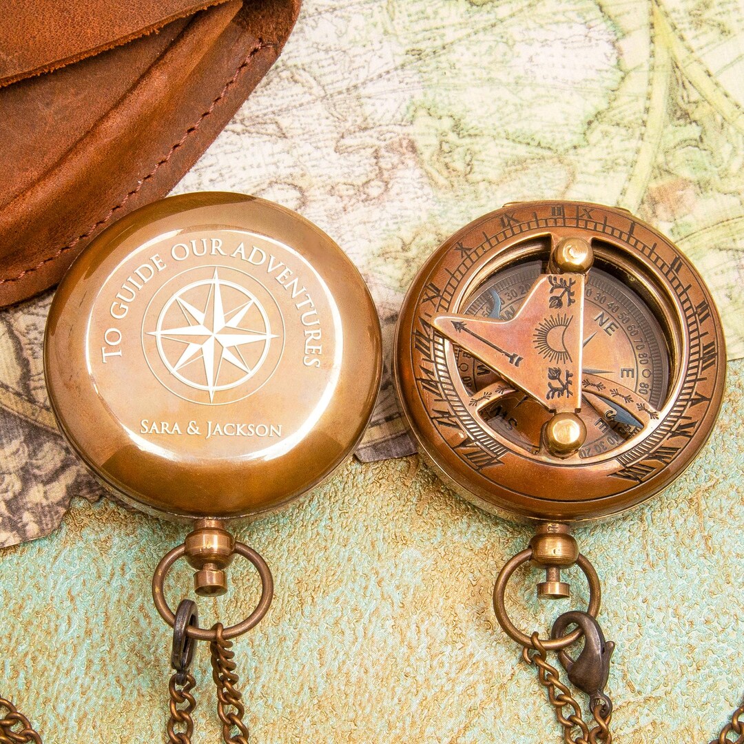 Custom Engraved Brass Compass Gifts for Him, Father's Day Gifts for ...
