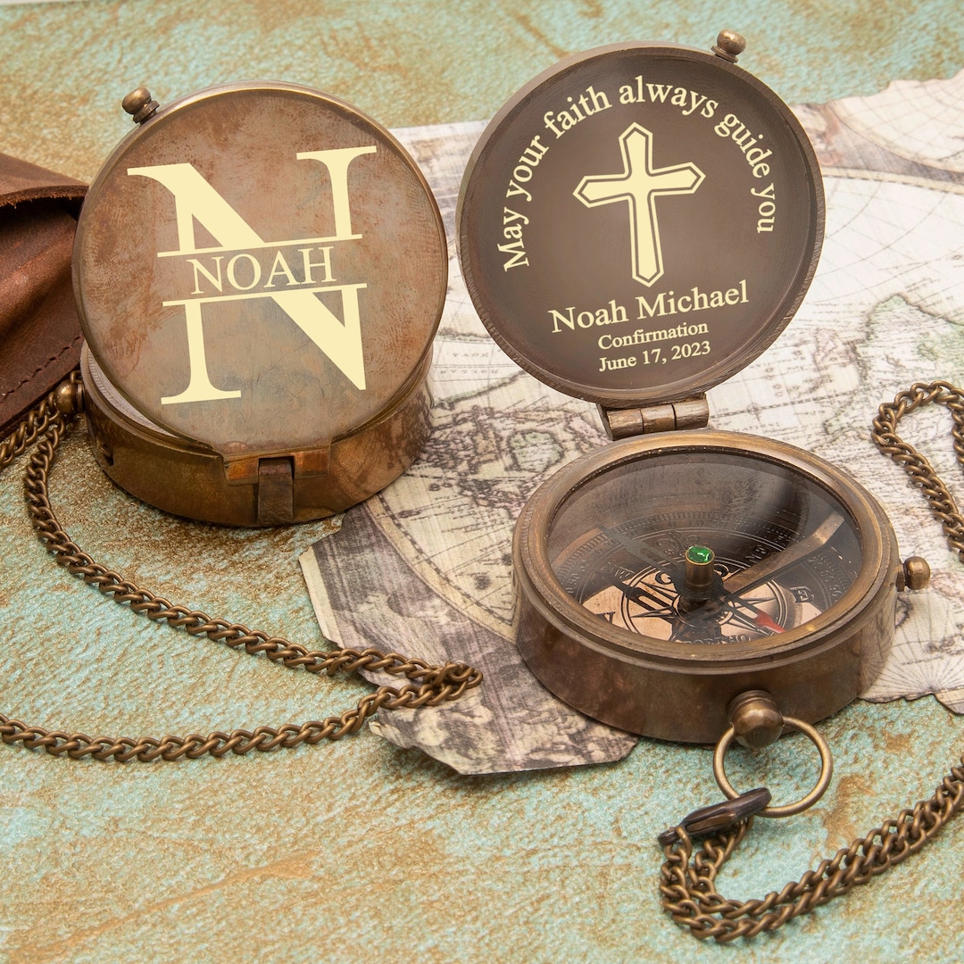 Personalized Engraved Compass: Religious Gift for First Communion ...