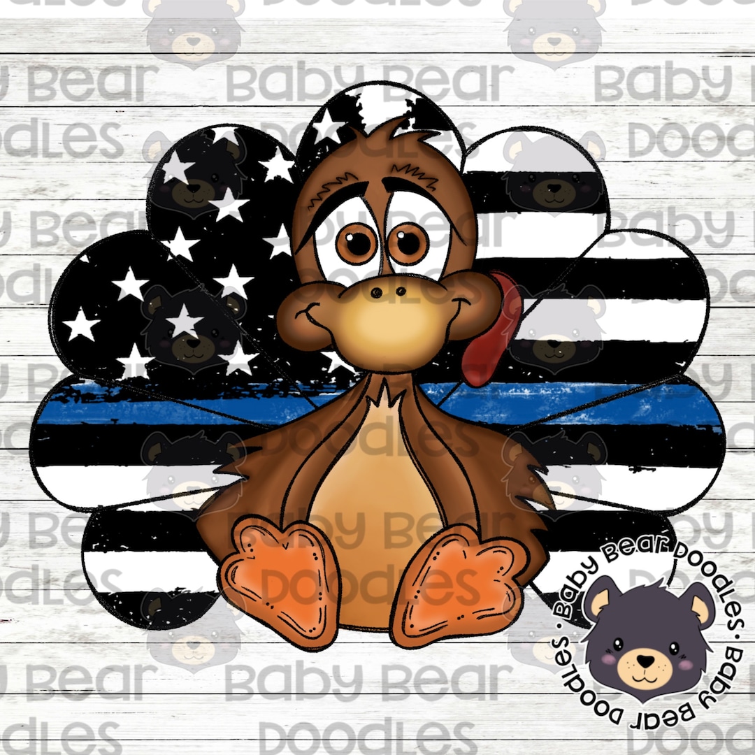 Thin Blue Line Thanksgiving Turkey PNG for Sublimation and Print and ...