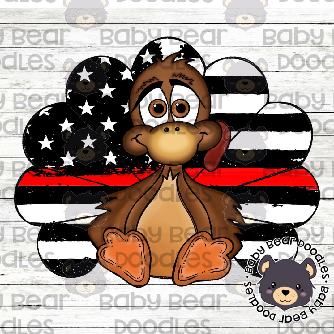 Thin Red Line Firefighter Turkey Thanksgiving PNG for Sublimation and ...