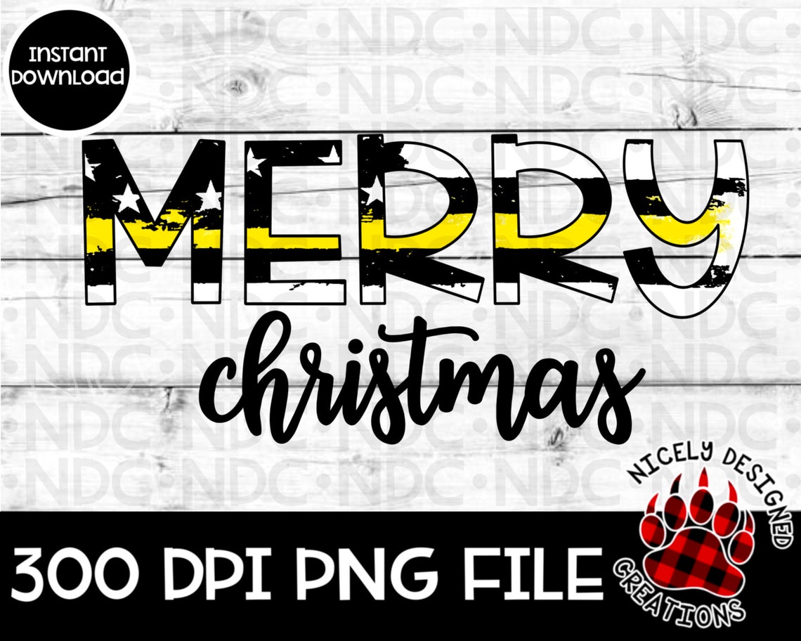 Thin Yellow Line Merry Christmas Dispatch Sublimation Design - Etsy