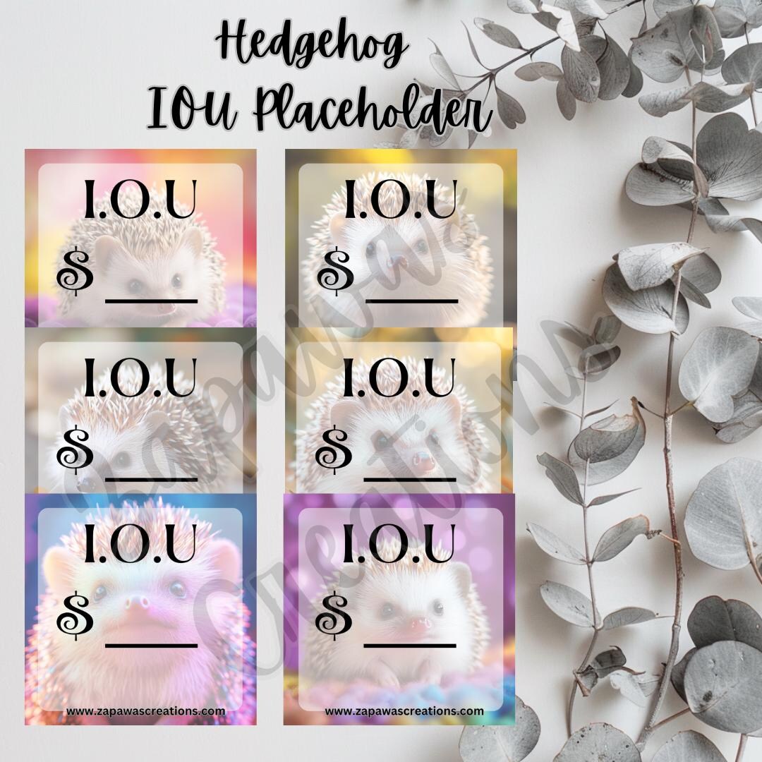 Hedgehog IOU Budgeting Slip | Digital Download | Cash Budget Slips ...