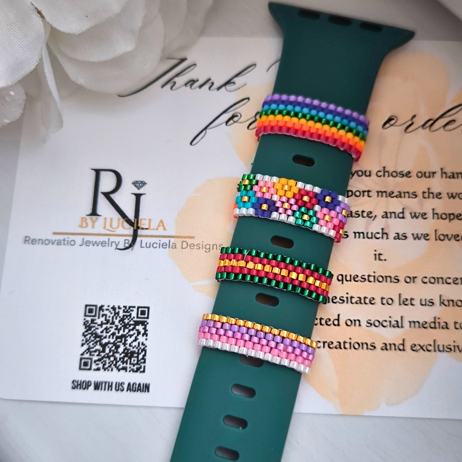 Handmade Beaded Smartwatch Band: 20mm Japanese Miyuki Beads - Etsy