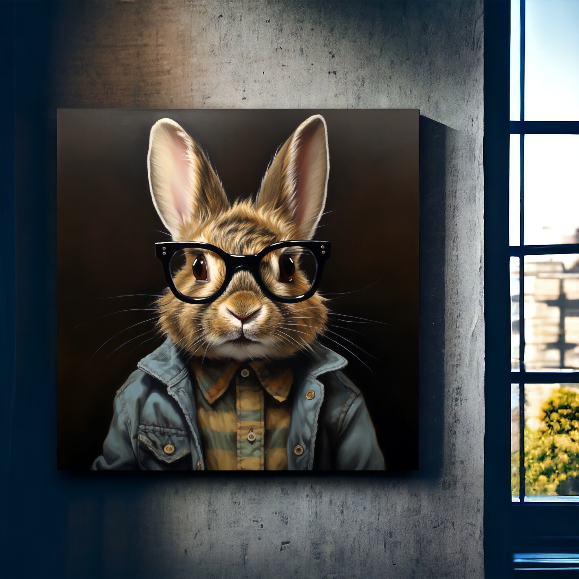 Urban Farm Rabbit With Glasses | Cute Bunny Print | Colorful Animal ...