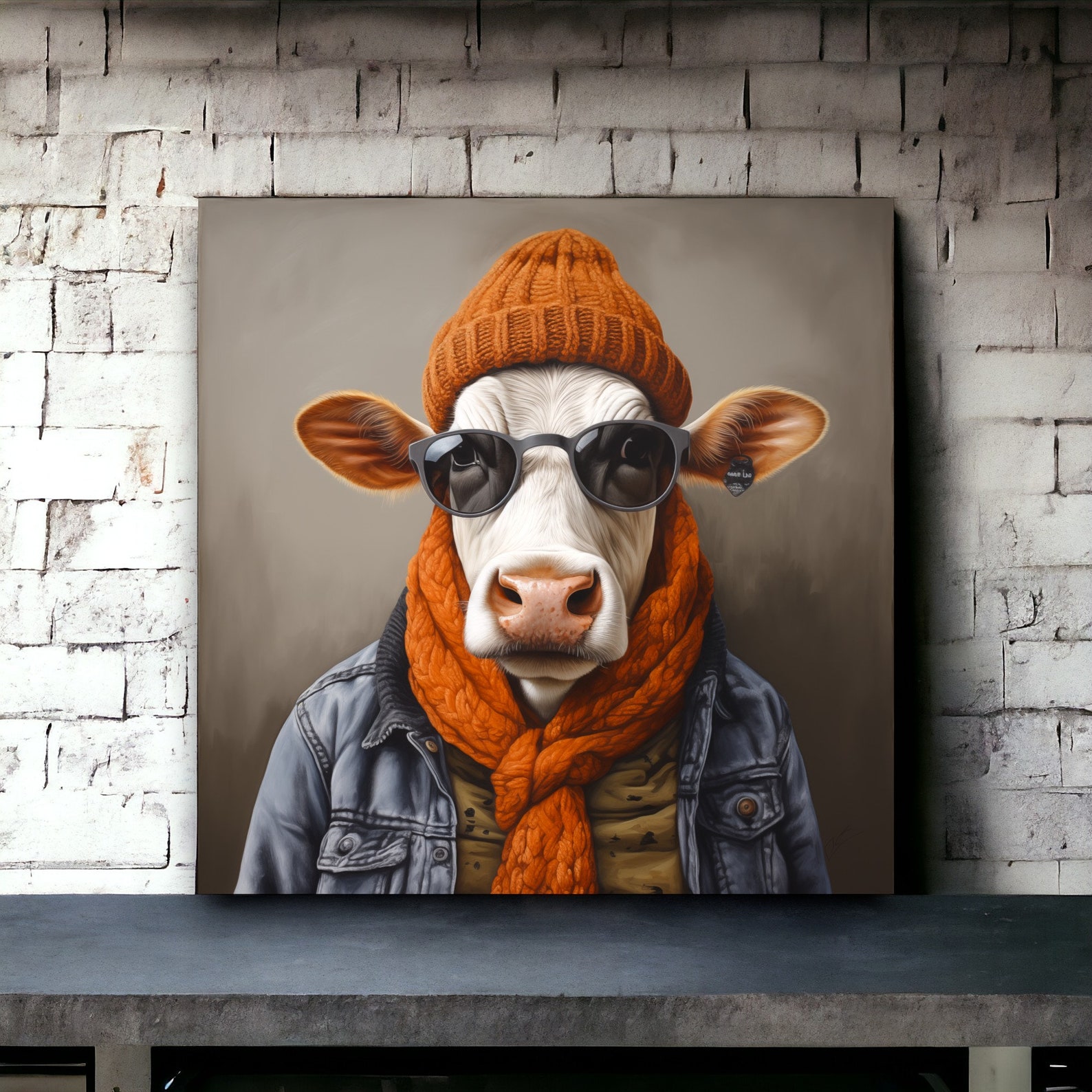 Urban Farm Chill Cow | Dairy Cow | Cow Wall Art | Dairy Cow Painting ...