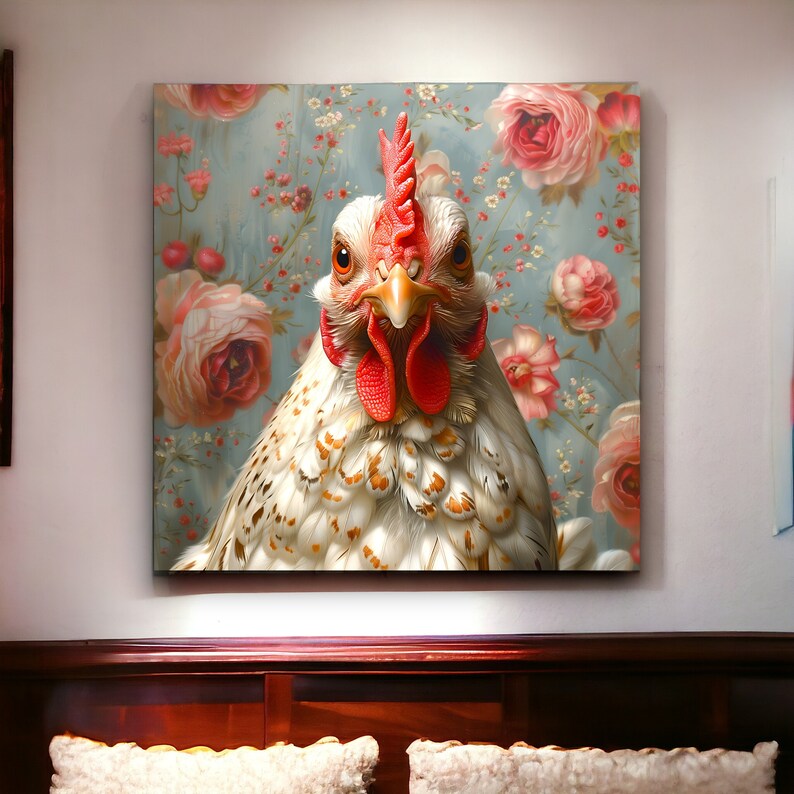 Urban Farm Chicken Wall Art Print | Americana Hen | Chicken Portrait ...
